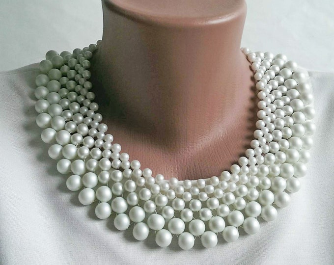Matt Snow White Bead Collar Necklace Women Elegant Wedding Necklace ...