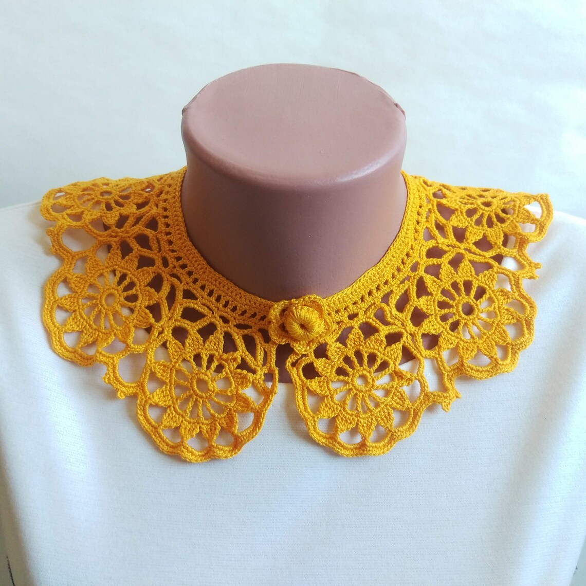 Yellow Crochet Flowers Collar Necklace Removable Lace Collar | Etsy