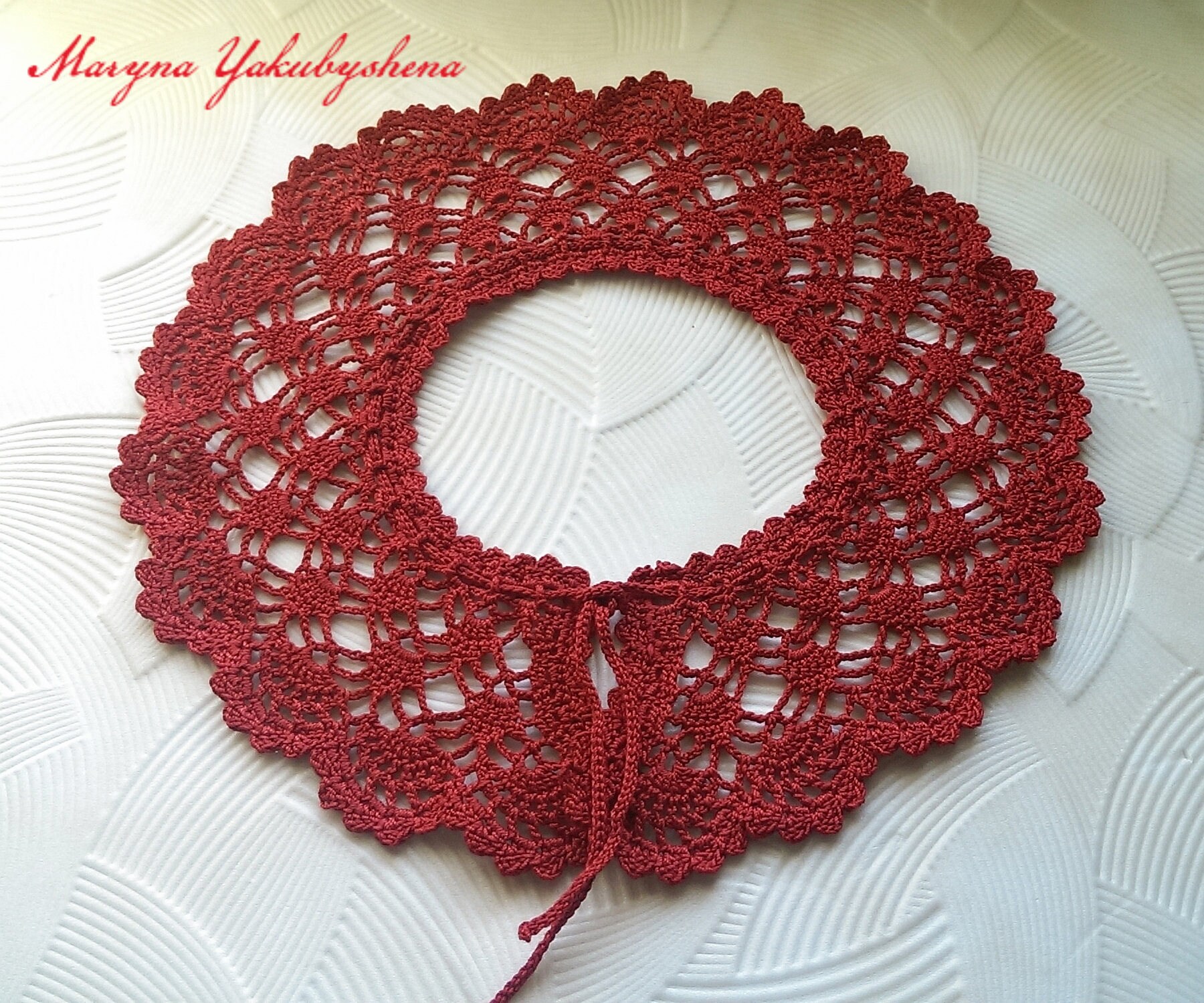 Red Collar Crocheted Lace Collar Necklace Necklace Crocheted - Etsy