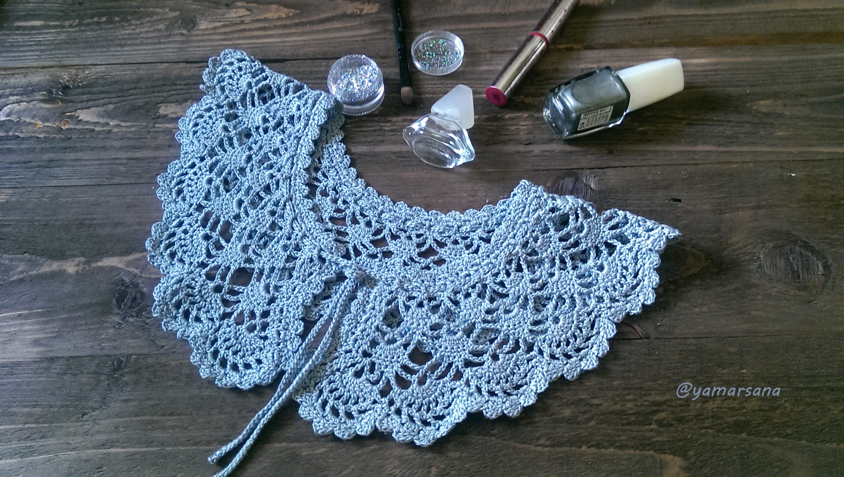 Gray crocheted lace collar necklace Necklace crocheted Lace | Etsy