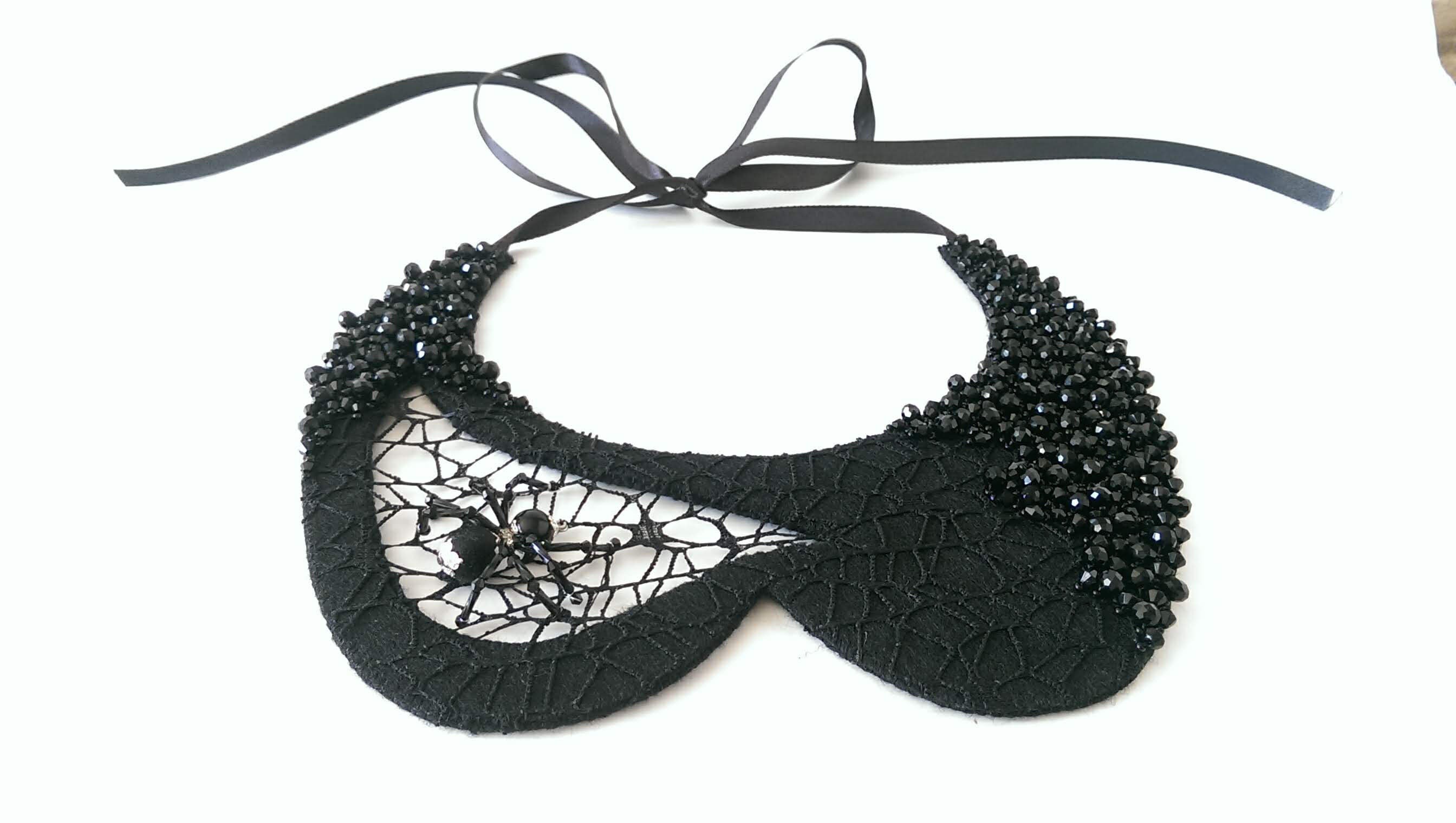 Black Collar Necklace With Spider Halloween Jewelry Peter Pan - Etsy