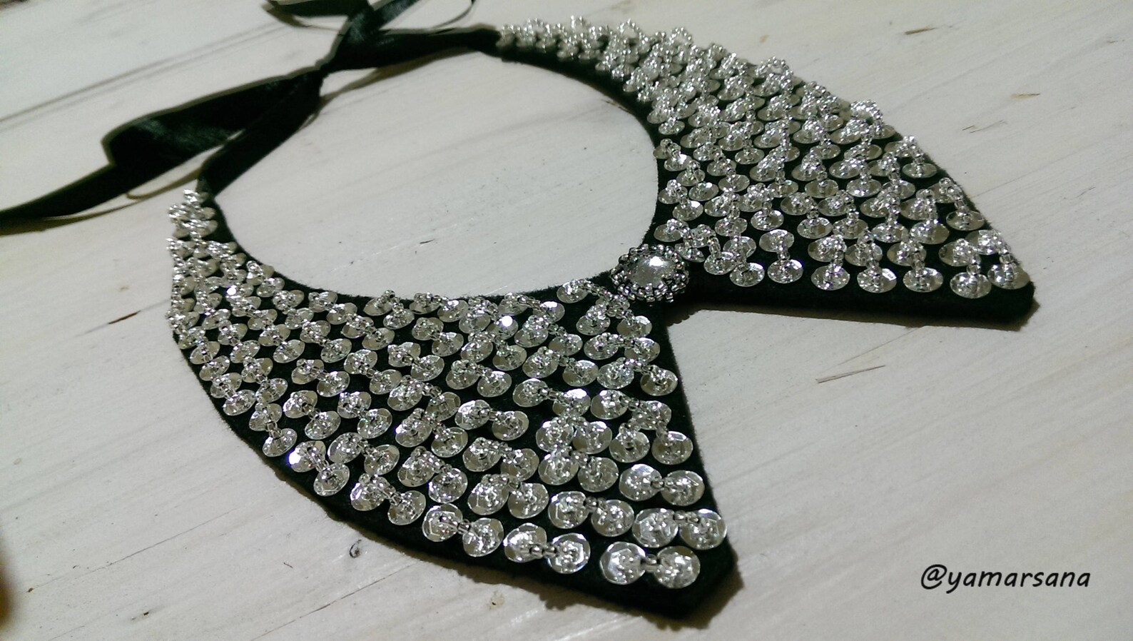 Black felt detachable collars Beaded necklace Removable collar | Etsy