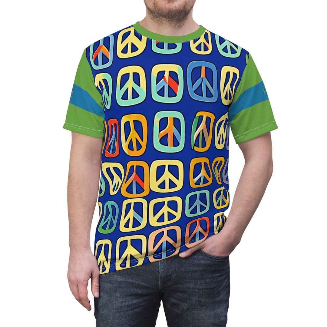 Square Peace Signs Shirt, Multi-colored Square Peace Signs T-shirt ...