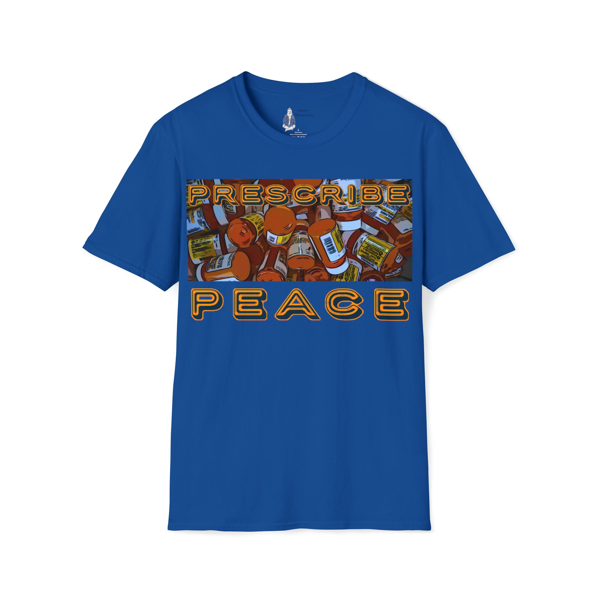 Prescribe Peace Pull-over Unisex Shirt, Pill Bottle Blue Tee, Rx Peace ...