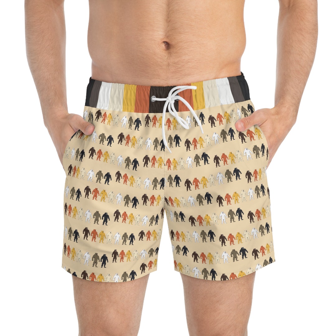 Peace Bear Flag Swim Trunks, Peace Bear Silhouette Men's Swimsuit ...