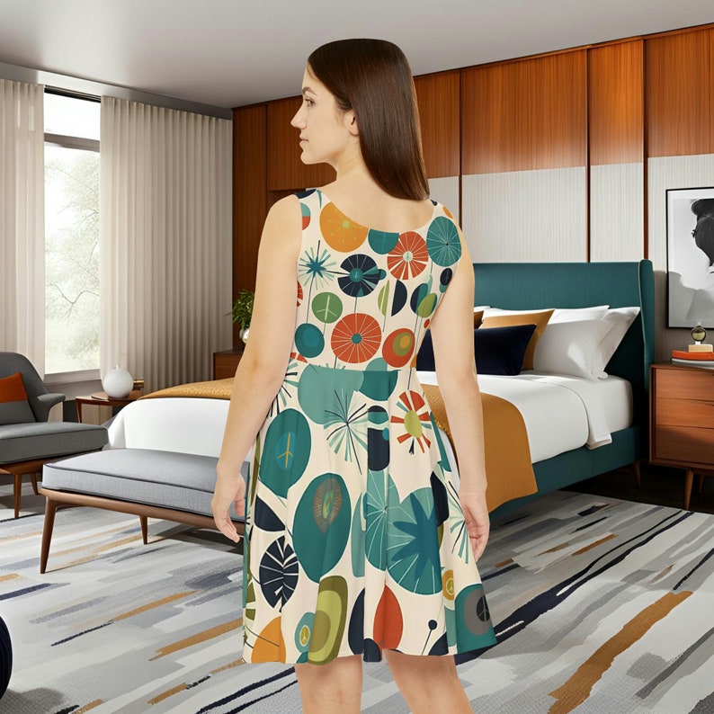 Atomic Circles Mid Century Modern Style Women's Sleeveless Skater Dress ...