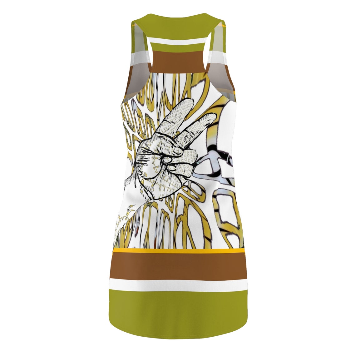 Golden Peace Racerback Sleeveless Slip Dress, 1970's Retro Peace Sign ...