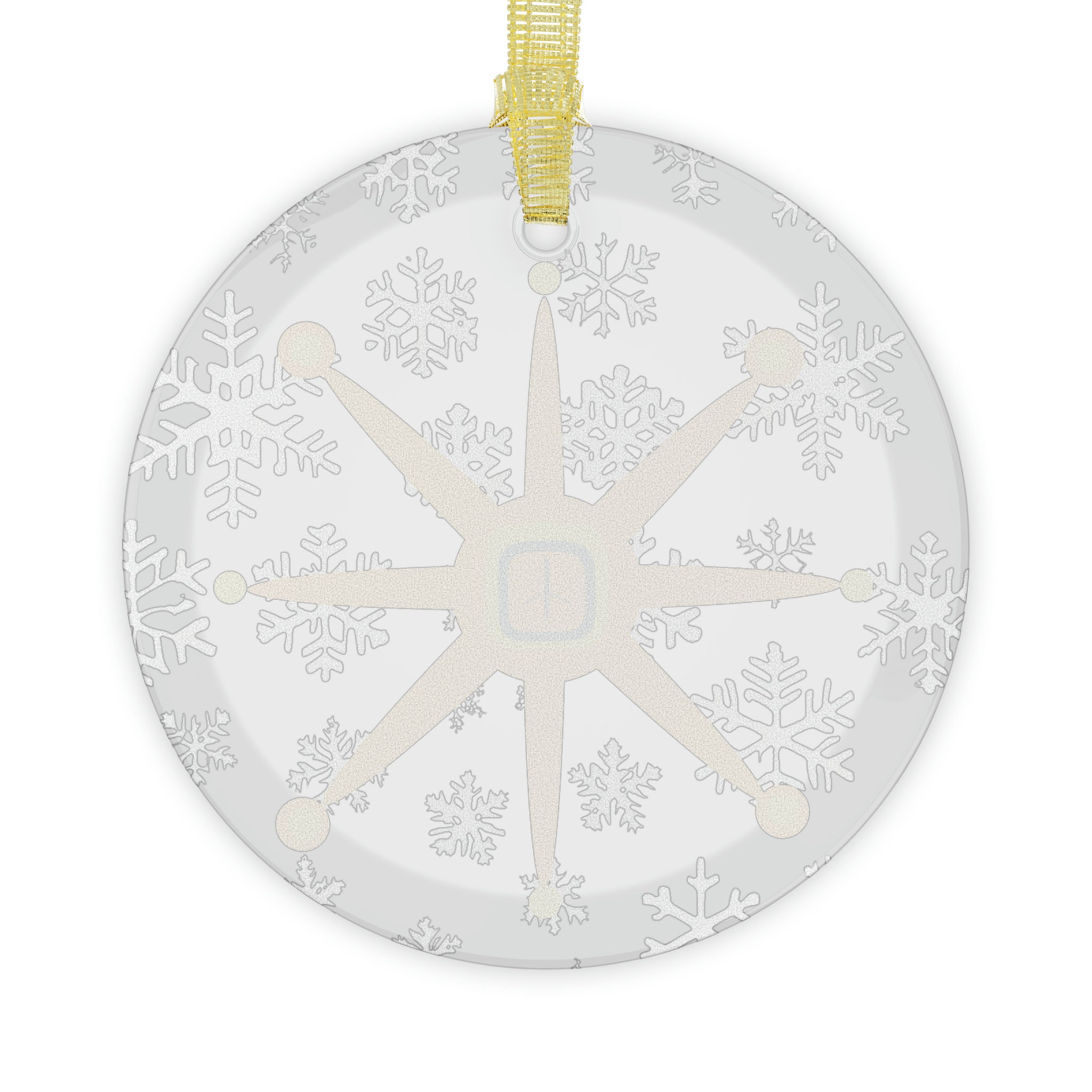 Mid Century Modern Atomic Star Peace Glass Ornament, MCM Atomic Star ...