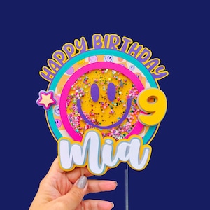 Happy Face Cake Topper, Smile Face Cake Topper, Birthday Decoration ...