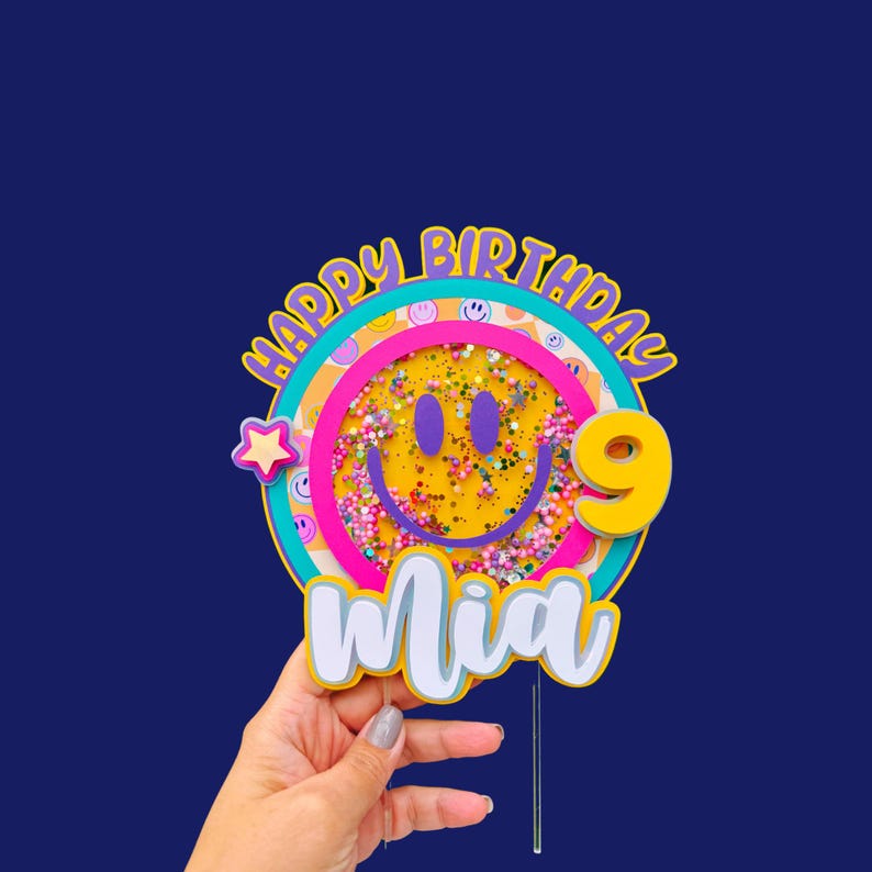 Happy Face Cake Topper, Smile Face Cake Topper, Birthday Decoration ...