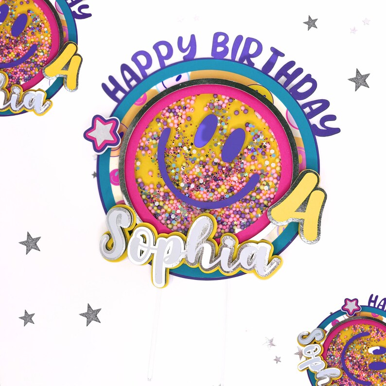 Happy Face Cake Topper, Smile Face Cake Topper, Birthday Decoration ...