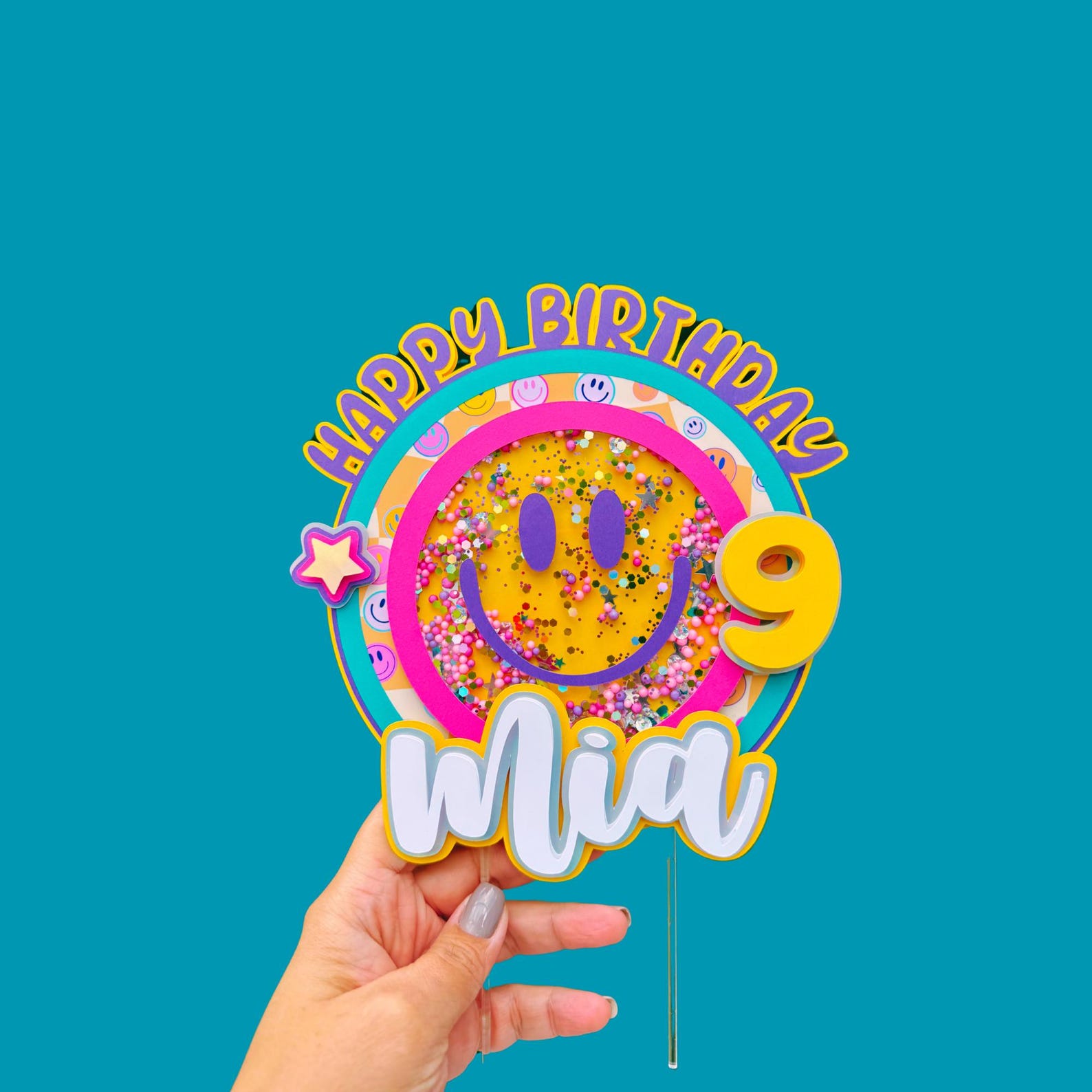 Happy Face Cake Topper, Smile Face Cake Topper, Birthday Decoration ...