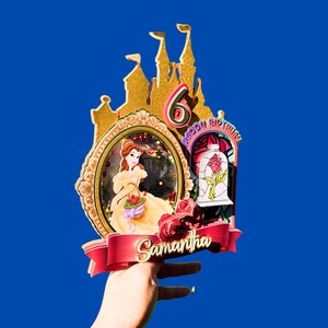 Belle Princess Cake Topper, Beauty and the Beast, Bella Inspired Custom ...