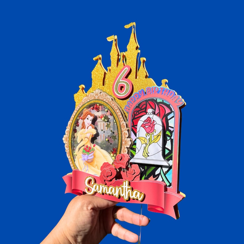 Belle Princess Cake Topper, Beauty and the Beast, Bella Inspired Custom ...