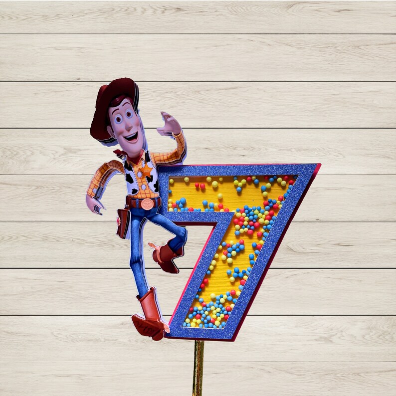 Toy Story Cake Topper, Woody Birthday, Big Number Cake Topper, Cowboy ...