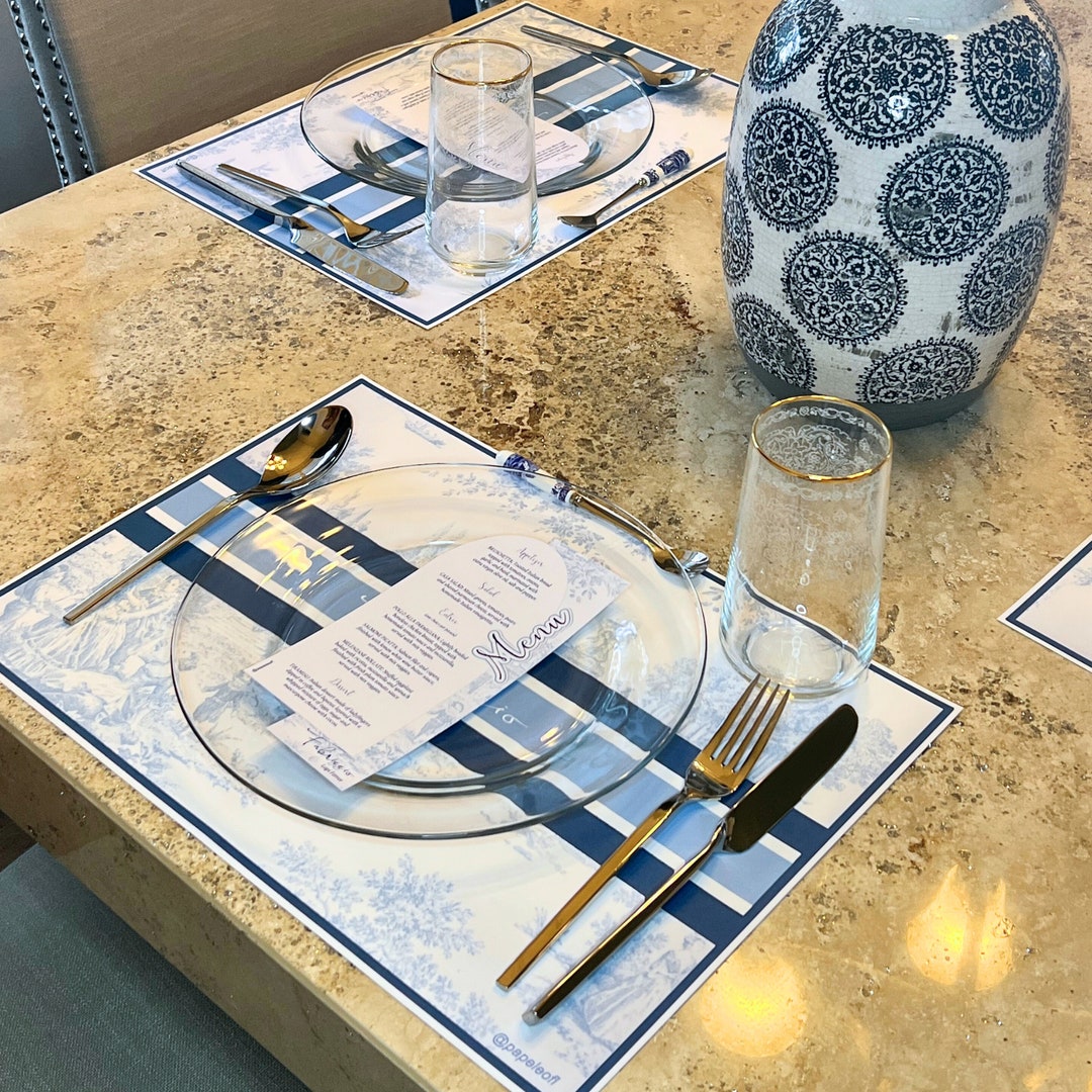 Placemats, Chinoiserie Decor, Baby Shower, Dinner Table Setting, Blue ...