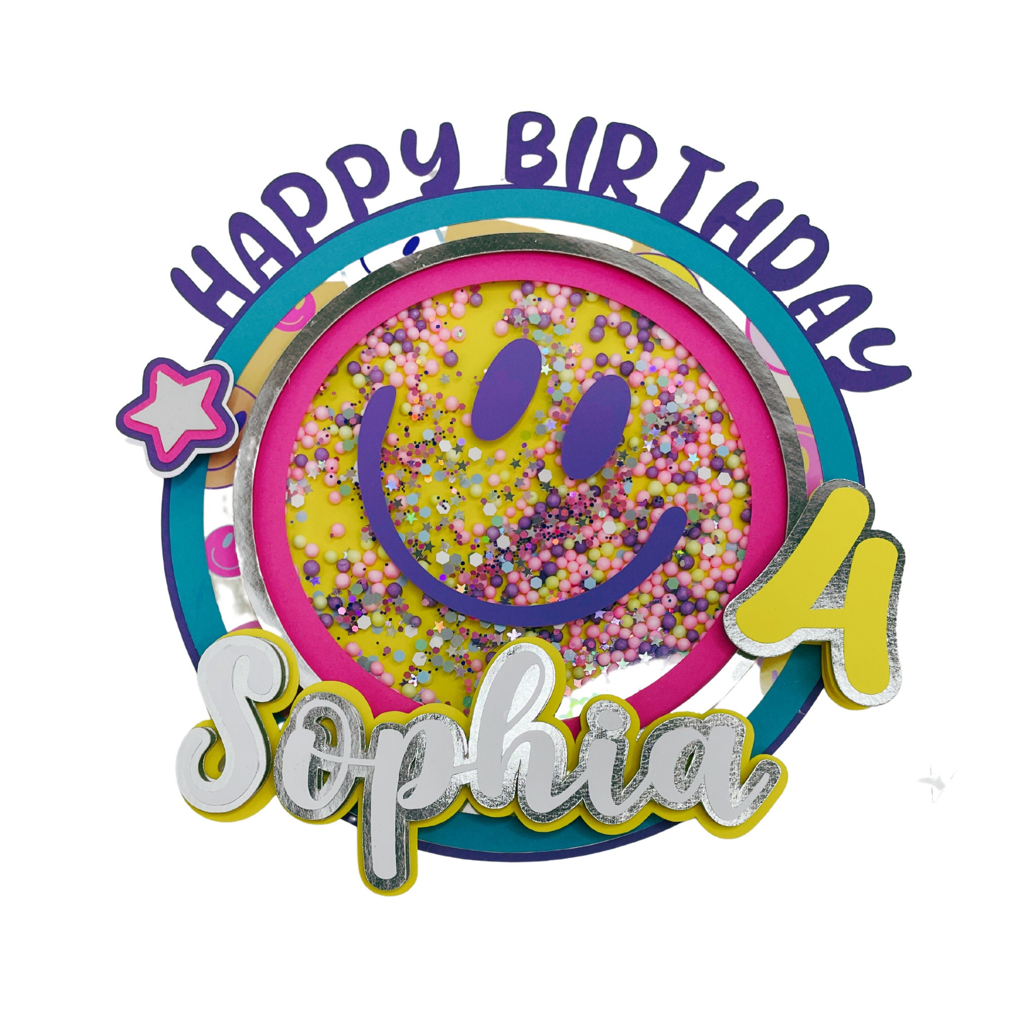 Happy Face Cake Topper, Smile Face Cake Topper, Birthday Decoration ...