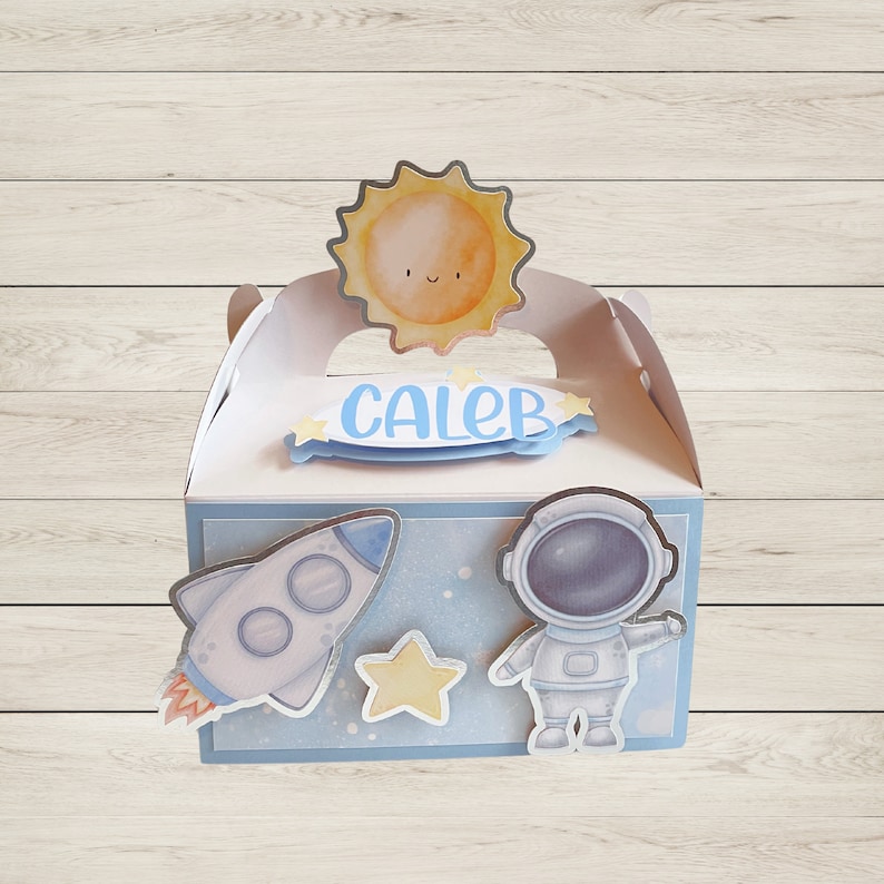 Space Party Favor Box • First Trip Around the Sun Box • Rocket Birthday ...