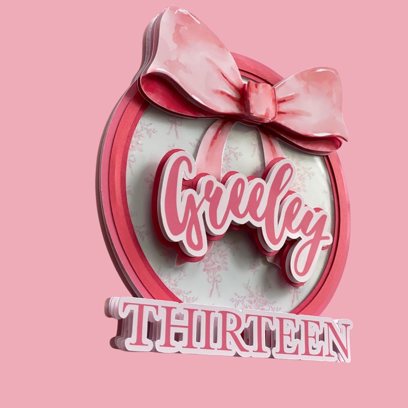 Pink Bow Cake Topper-coquette Cake Topper-love Shack Fancy Topper-girl ...