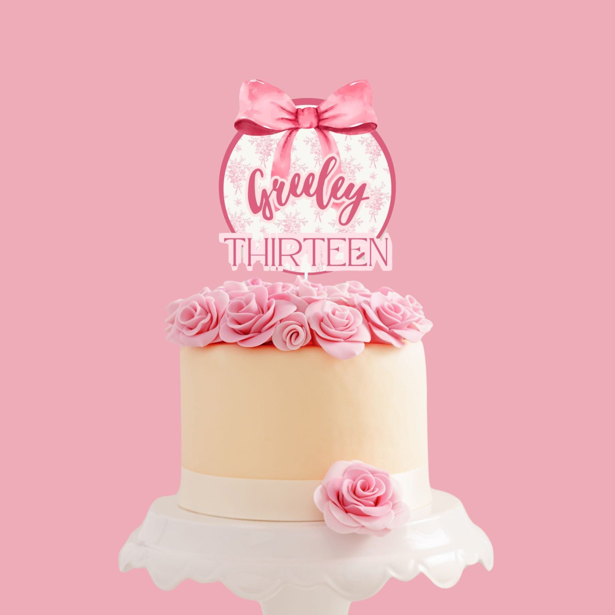 Coquette Cake Topper, Pink Bow, Love Shack Fancy, Girl Birthday Party ...