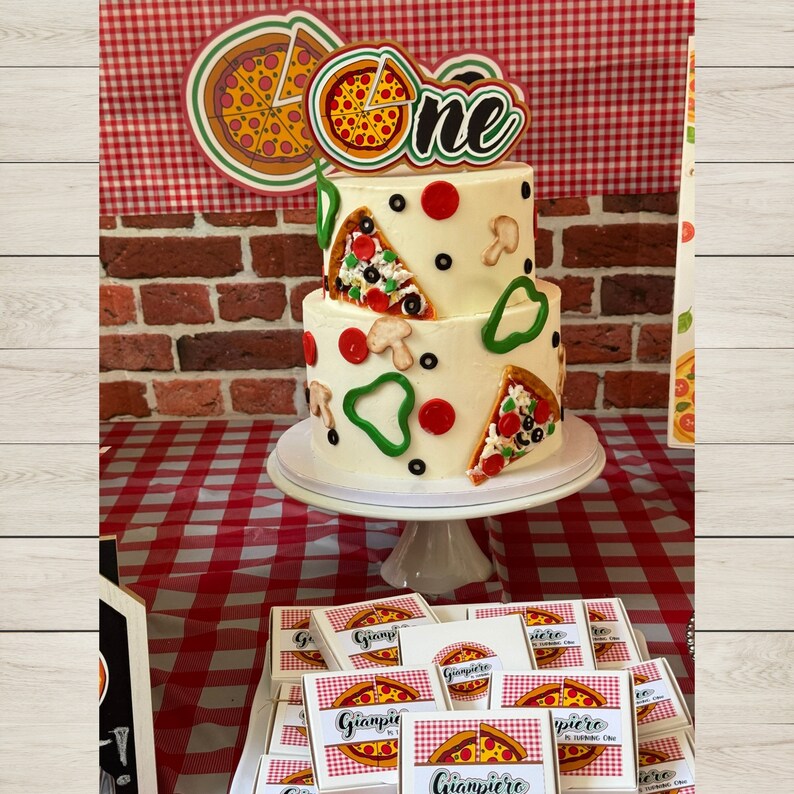 Pizza Cake Topper, One Cake Topper, Custom Pizza Theme, Pizza Party Kit ...