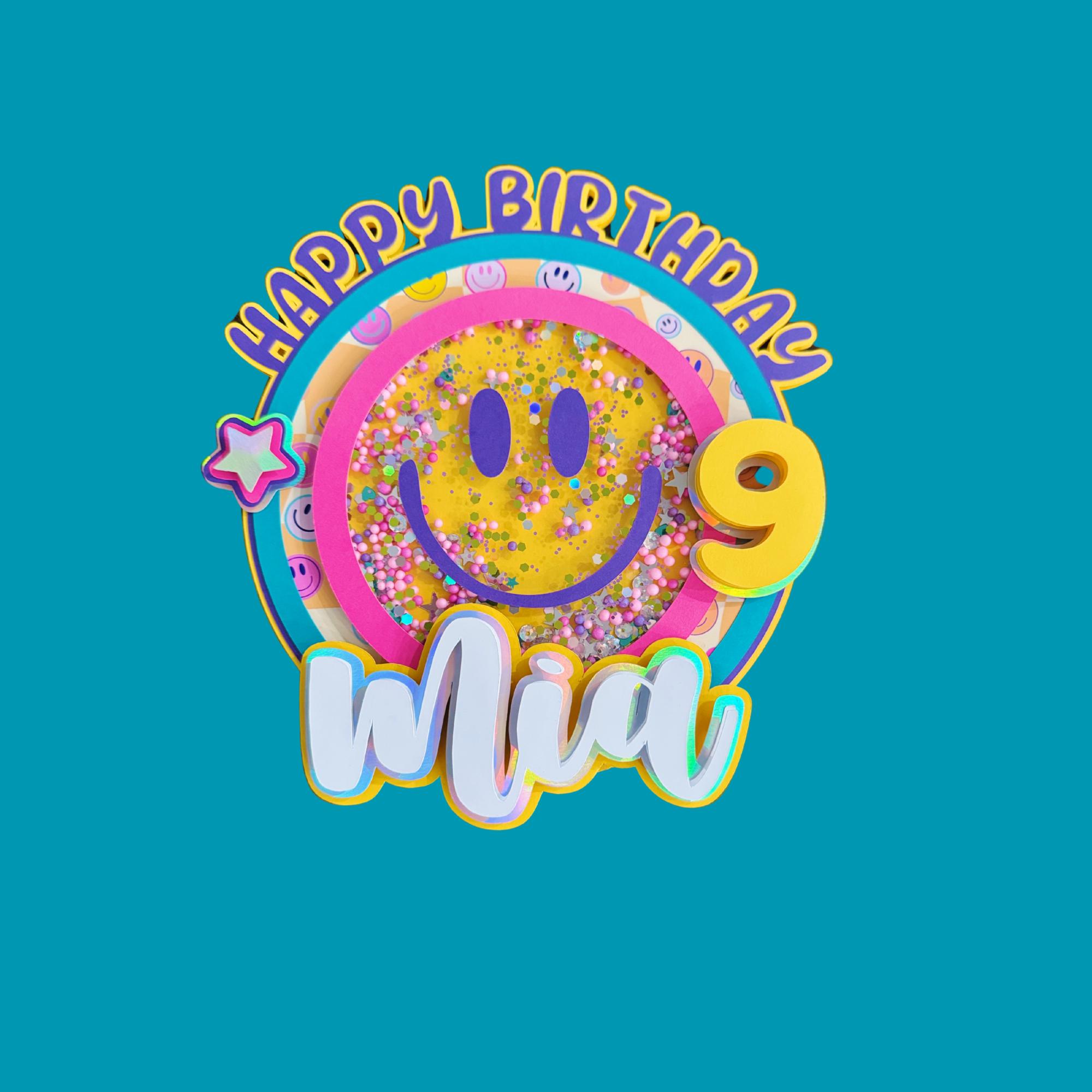 Happy Face Cake Topper, Smile Face Cake Topper, Birthday Decoration ...