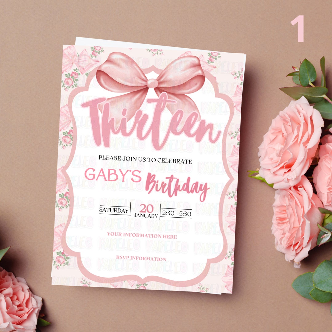 Coquette Invitation, Bridgerton Pink Bow, Pink Bow Invitation for ...