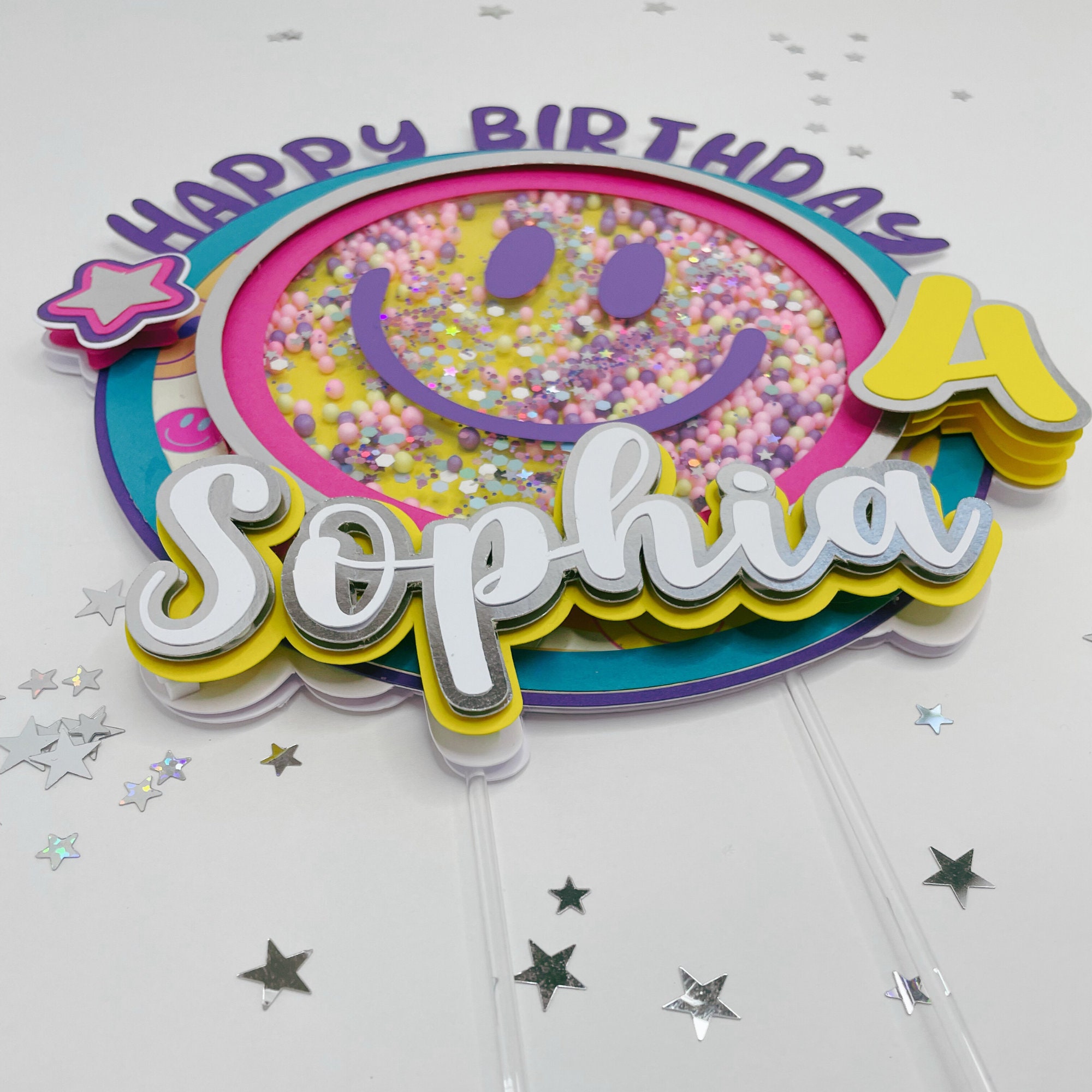 Happy Face Cake Topper, Smile Face Cake Topper, Birthday Decoration ...