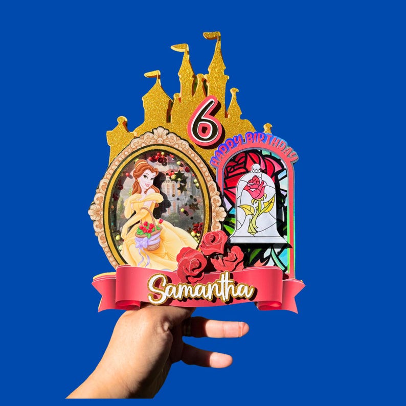 Belle Princess Cake Topper, Beauty and the Beast, Bella Inspired Custom ...