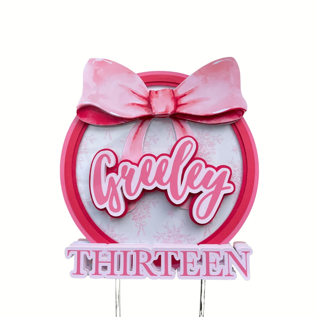 Pink Bow Cake Topper-coquette Cake Topper-love Shack Fancy Topper-girl ...