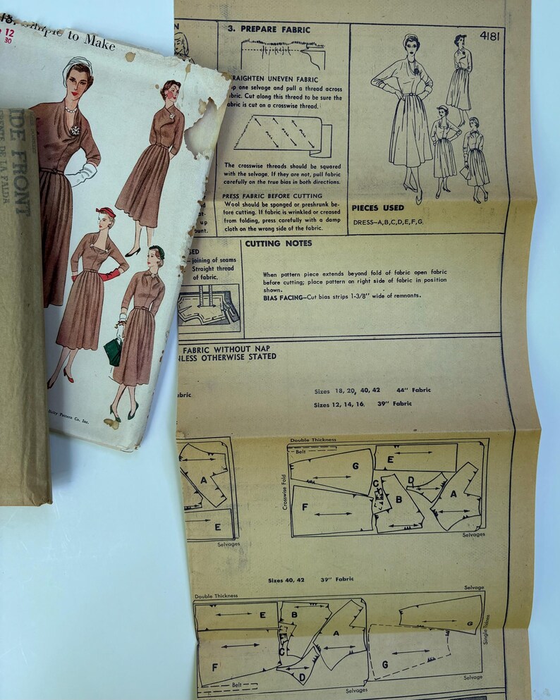 1952 Simplicity Dress Sewing Pattern 4181, Bust 30, Uncut - Etsy