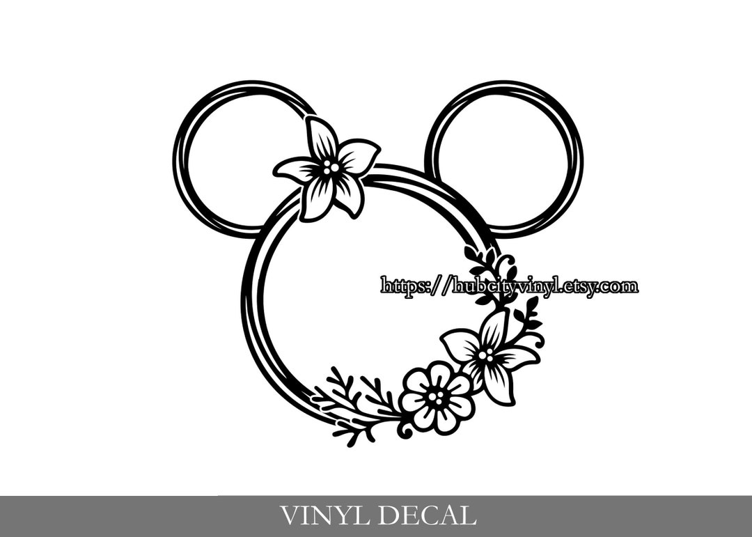 Floral Mickey Mouse Vinyl Decal - Etsy