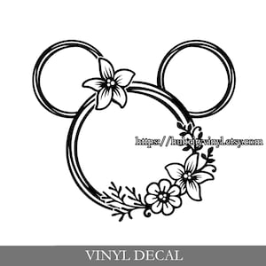 Floral Mickey Mouse Vinyl Decal - Etsy