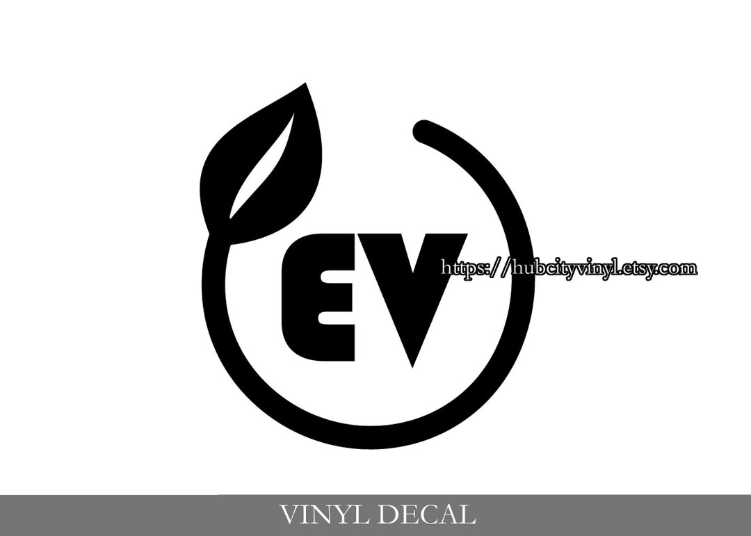 EV Leaf Circle Vinyl Decal - Etsy
