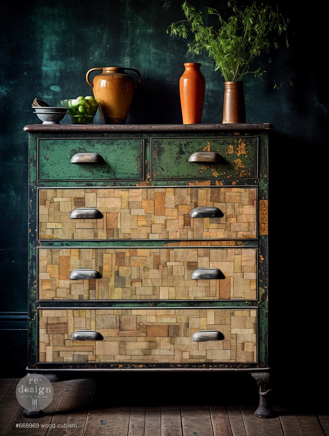 Decoupage Paper - Redesign With Prima® - Wood Cubism - Same Day FREE ...