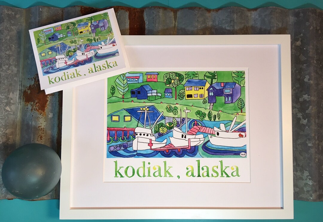 Kodiak, Alaska, Waterfront, Pen & Watercolor, 8 X 10 Art Print - Etsy