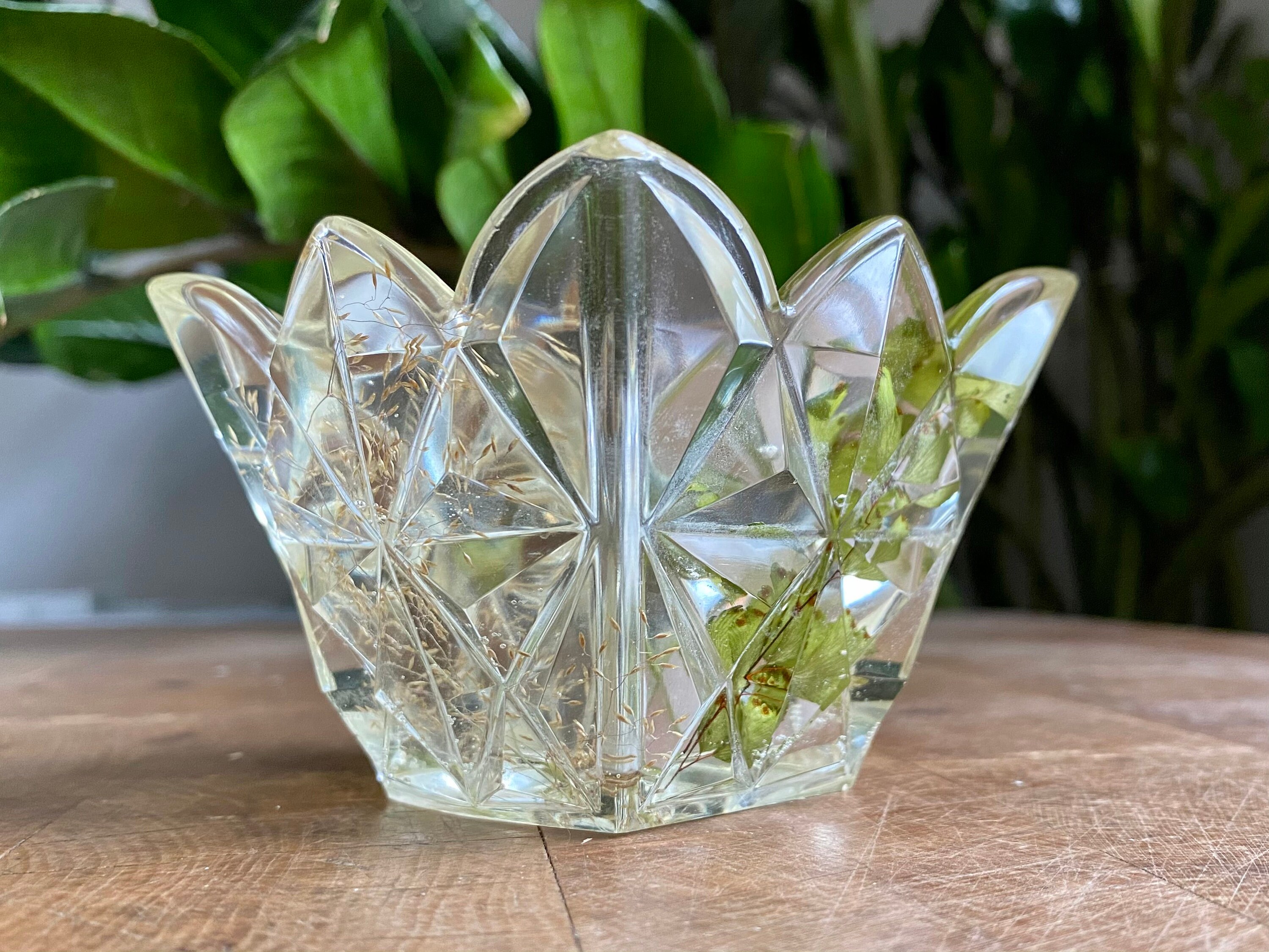 Real Flower Crystal Bowl / Botanical Trinket Dish / Terrarium | Etsy