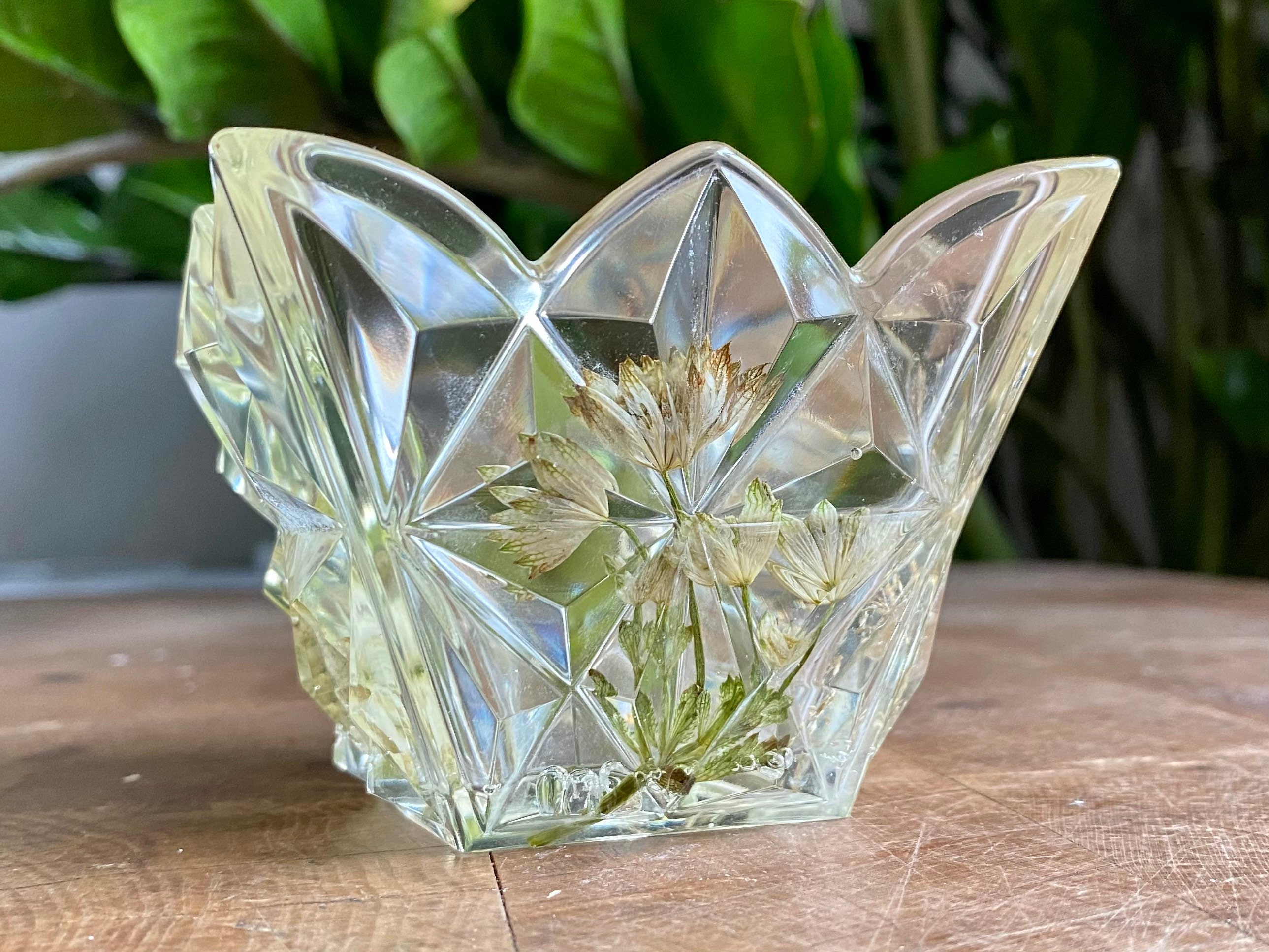Real Flower Crystal Bowl / Botanical Trinket Dish / Terrarium | Etsy