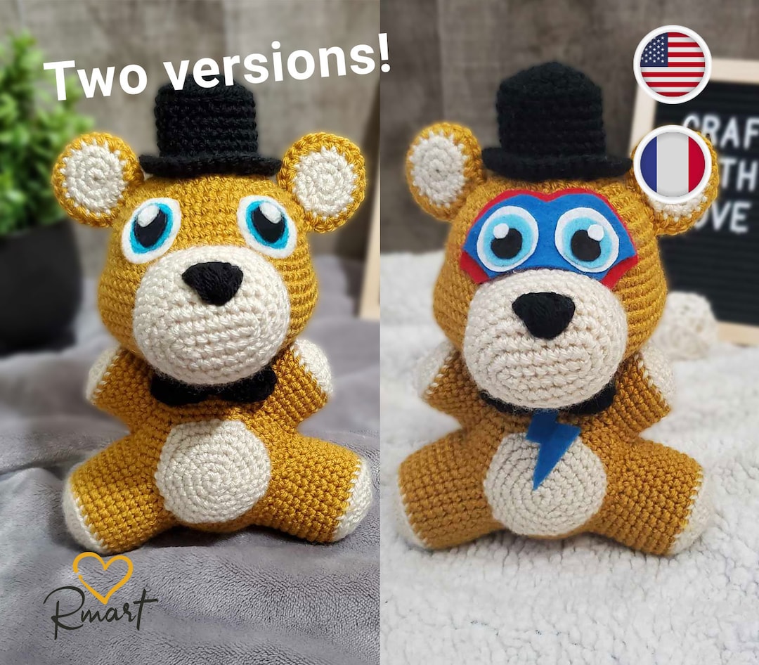 PDF CROCHET PATTERN Fnaf Freddy Glamrock and Classic Two Version// Video Game Crochet Pattern ...