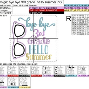 Bye Bye 3rd Grade Hello Summer Appliqué Designs, Appliqué Designs ...