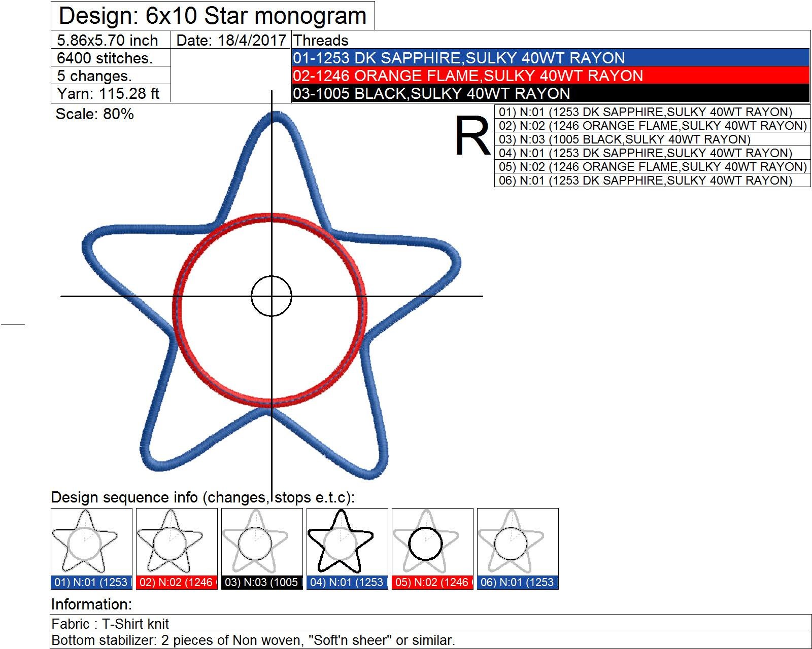 Star Monogram 4x4 5x7 6x10 Machine Embroidery Designs 4th - Etsy