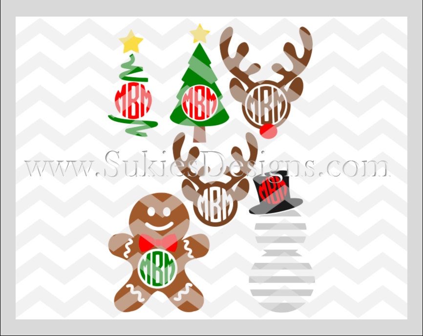 Christmas Monogram SVG, DXF, PNG Files for Cricut and Silhouette ...