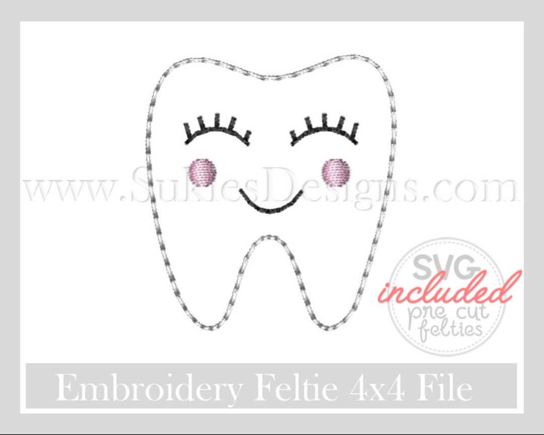 Tooth Machine Embroidery Feltie File, Feltie Designs File,tooth Feltie ...