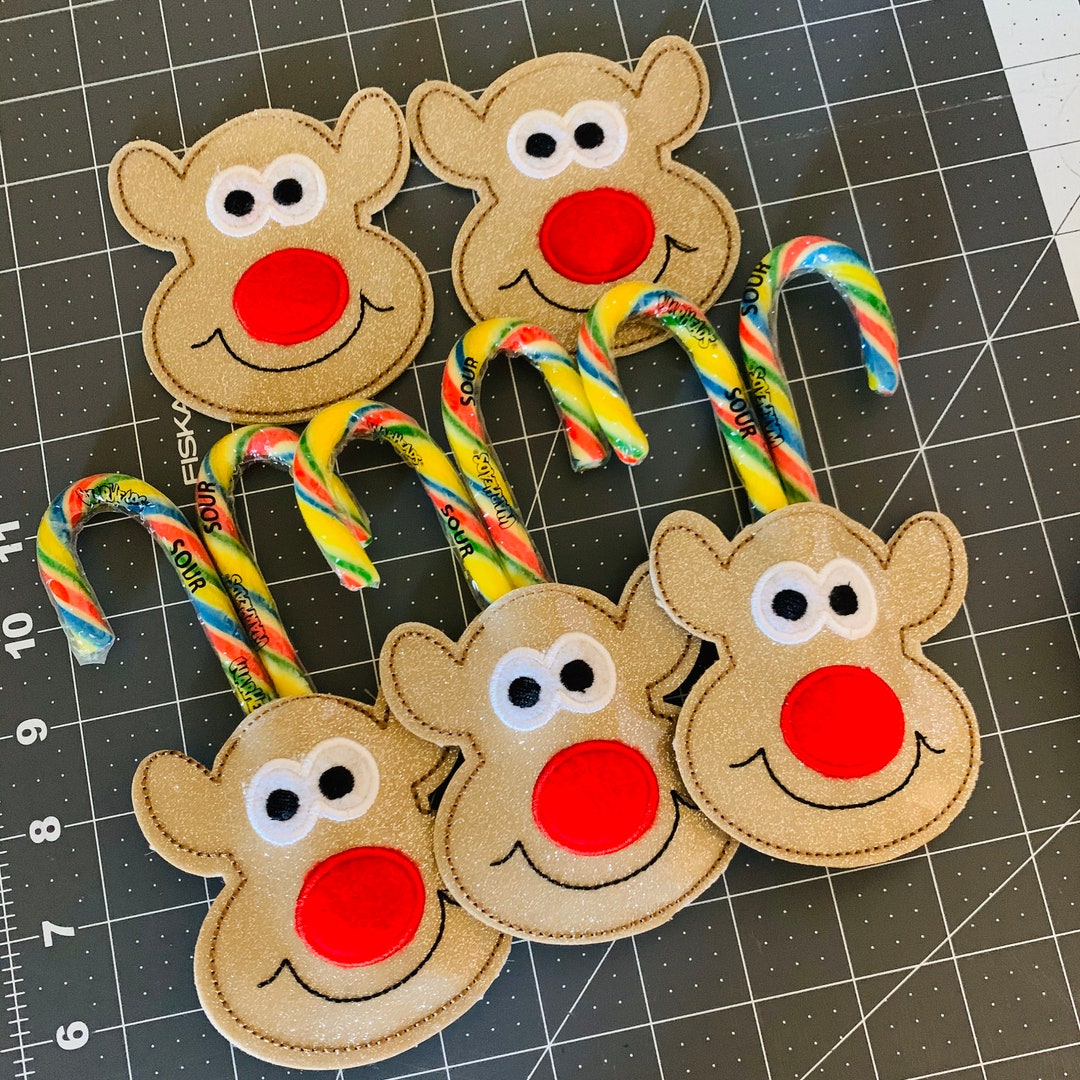 Christmas Reindeer Candy Cane Holder ITH Design, ITH Christmas Reindeer ...