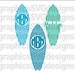 Surfboard Monogram SVG DXF PNG Files for Cricut and | Etsy