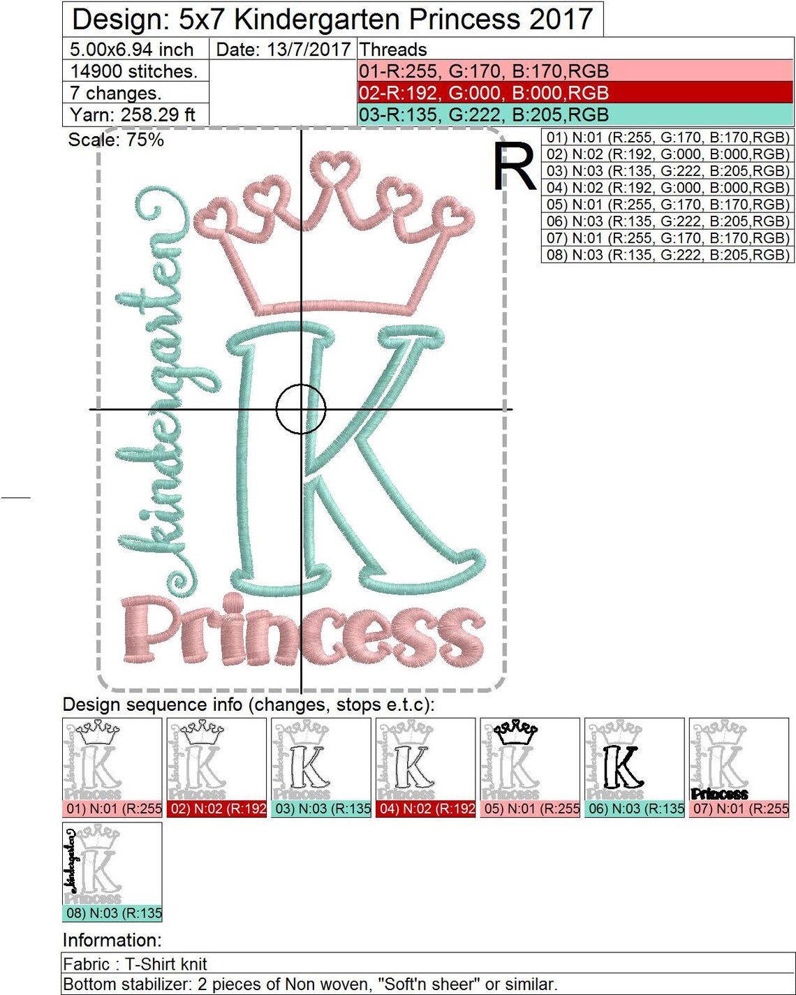 Pre K Princess Appliqué Designs Summer Appliqué Designs | Etsy