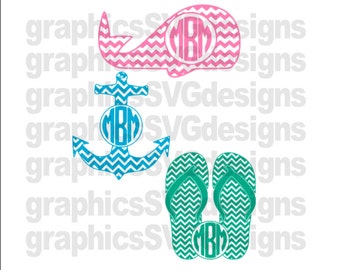 Surfboard Monogram SVG DXF PNG Files for Cricut and | Etsy