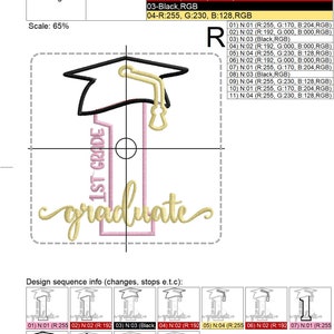 1st Grade Graduation Appliqué Embroidery Design, Graduation Applique ...