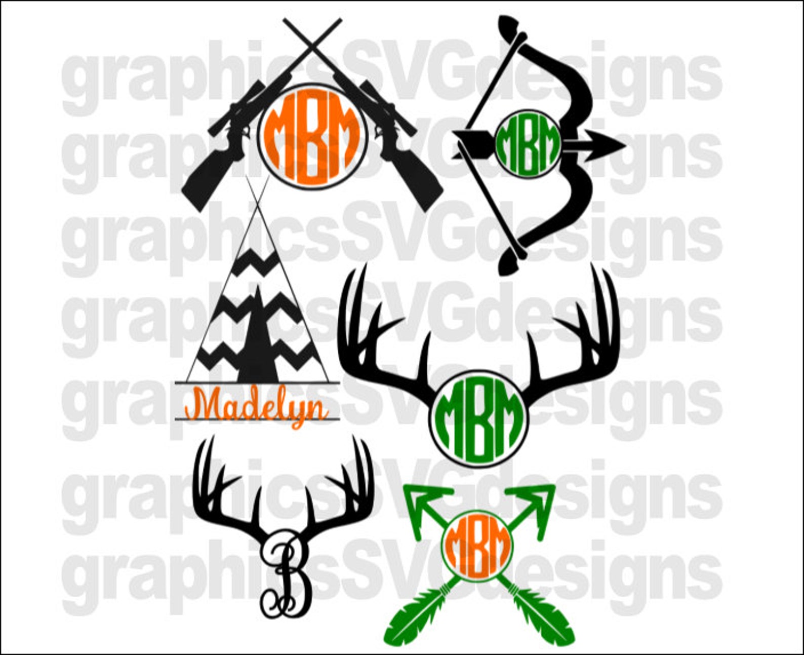 Hunting Monogram SVG Camping Monogram SVG SVG File for | Etsy