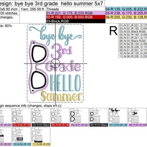 Bye Bye 3rd Grade Hello Summer Appliqué Designs, Appliqué Designs ...